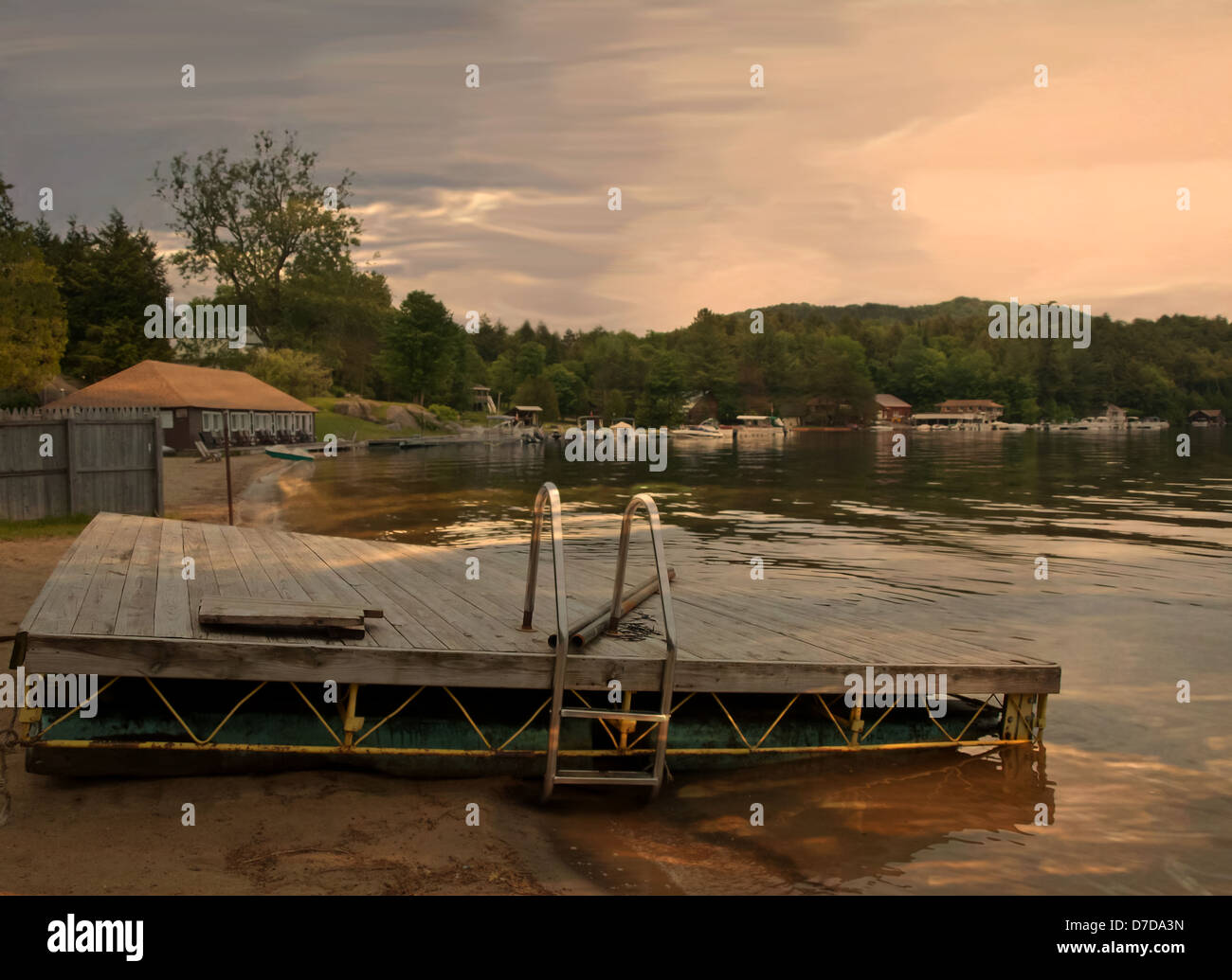 portable dock on beach at dusk Stock Photo - Alamy