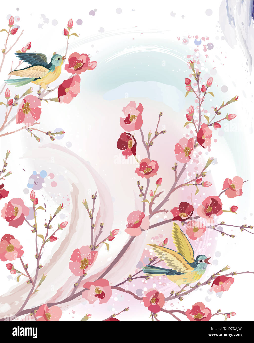 Watercolor painting two birds hi-res stock photography and images - Alamy