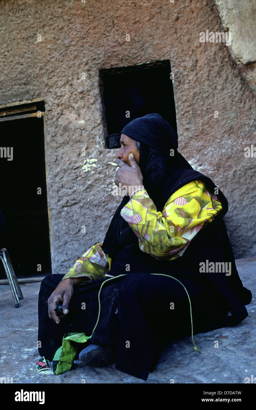 An elderly Bedouin woman from the Bedul tribe one of the Huwaitat ...