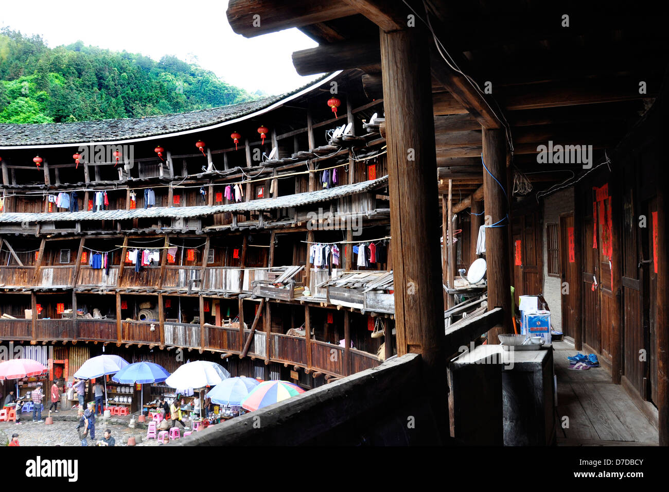 China, Fujian province, Tian Lu Kheng village, tulou house Stock Photo ...