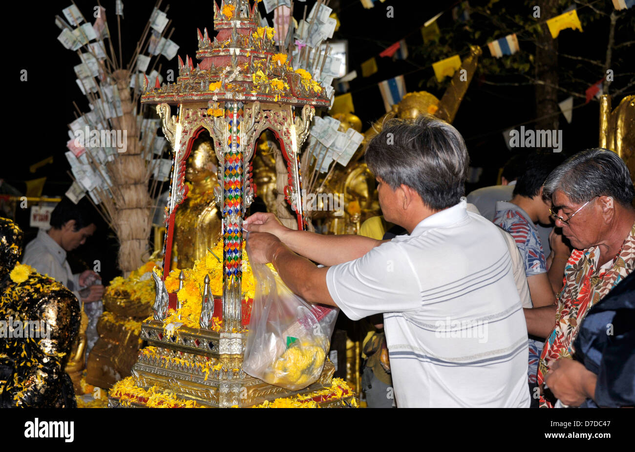 Kao Khitchakut, mountain temple, Chanthaburi, Thailand. Pilgrims walk ...