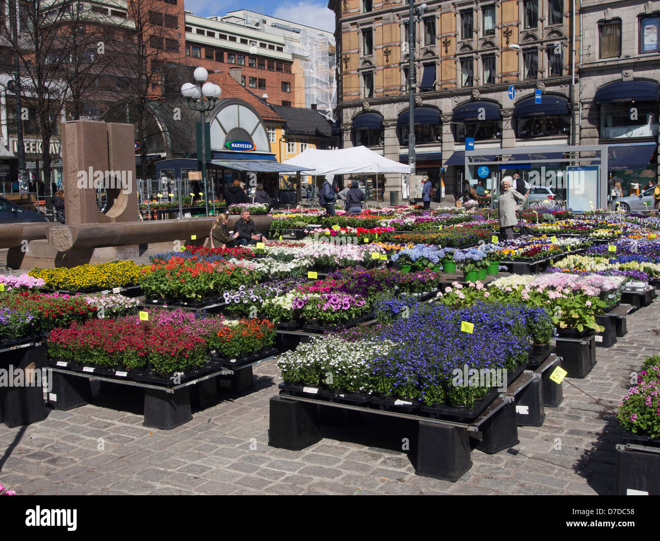 Stortorget in central Oslo Norway, a large outdoors flower and plant ...