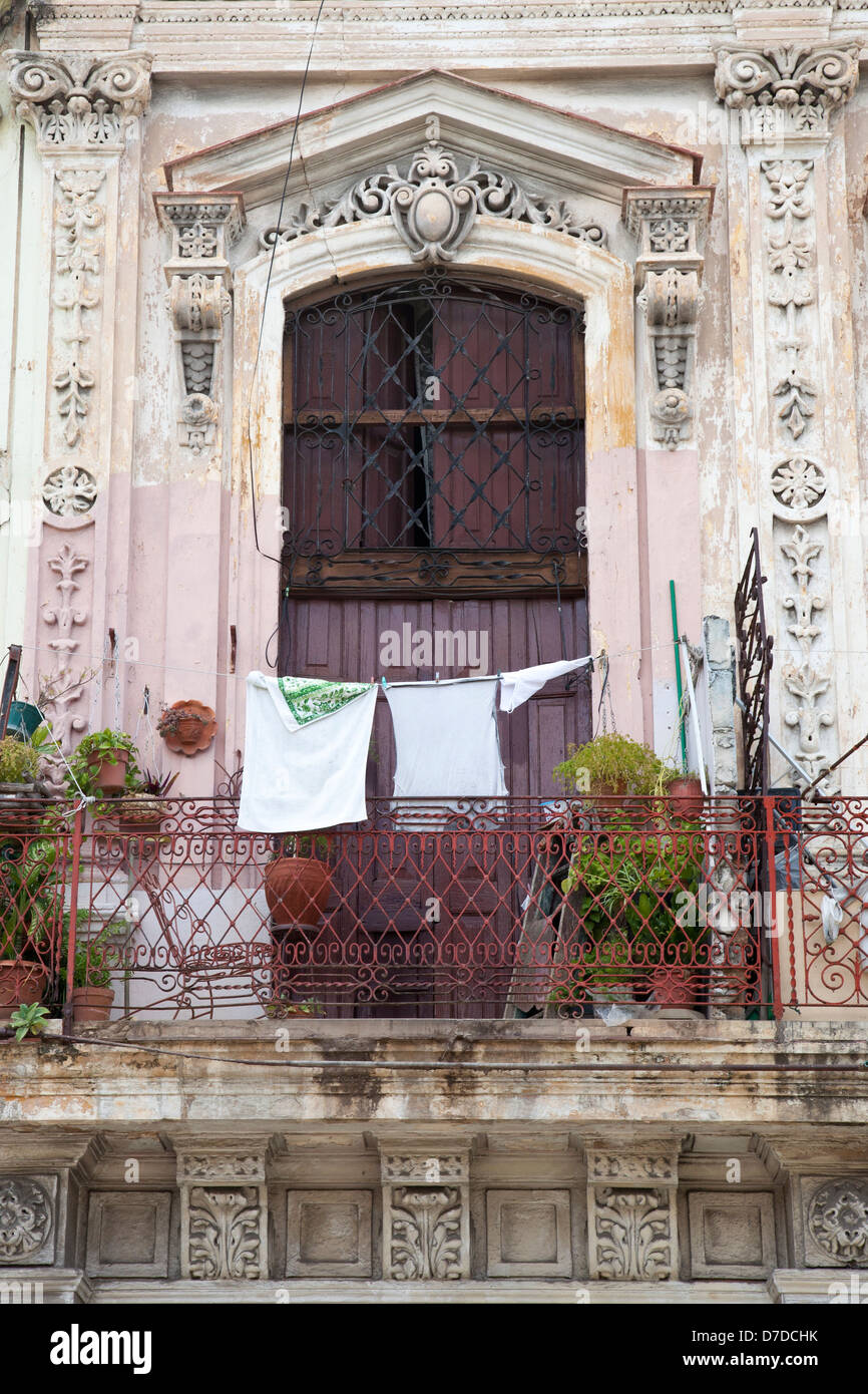 Door with balcony, Havana, Cuba Stock Photo - Alamy