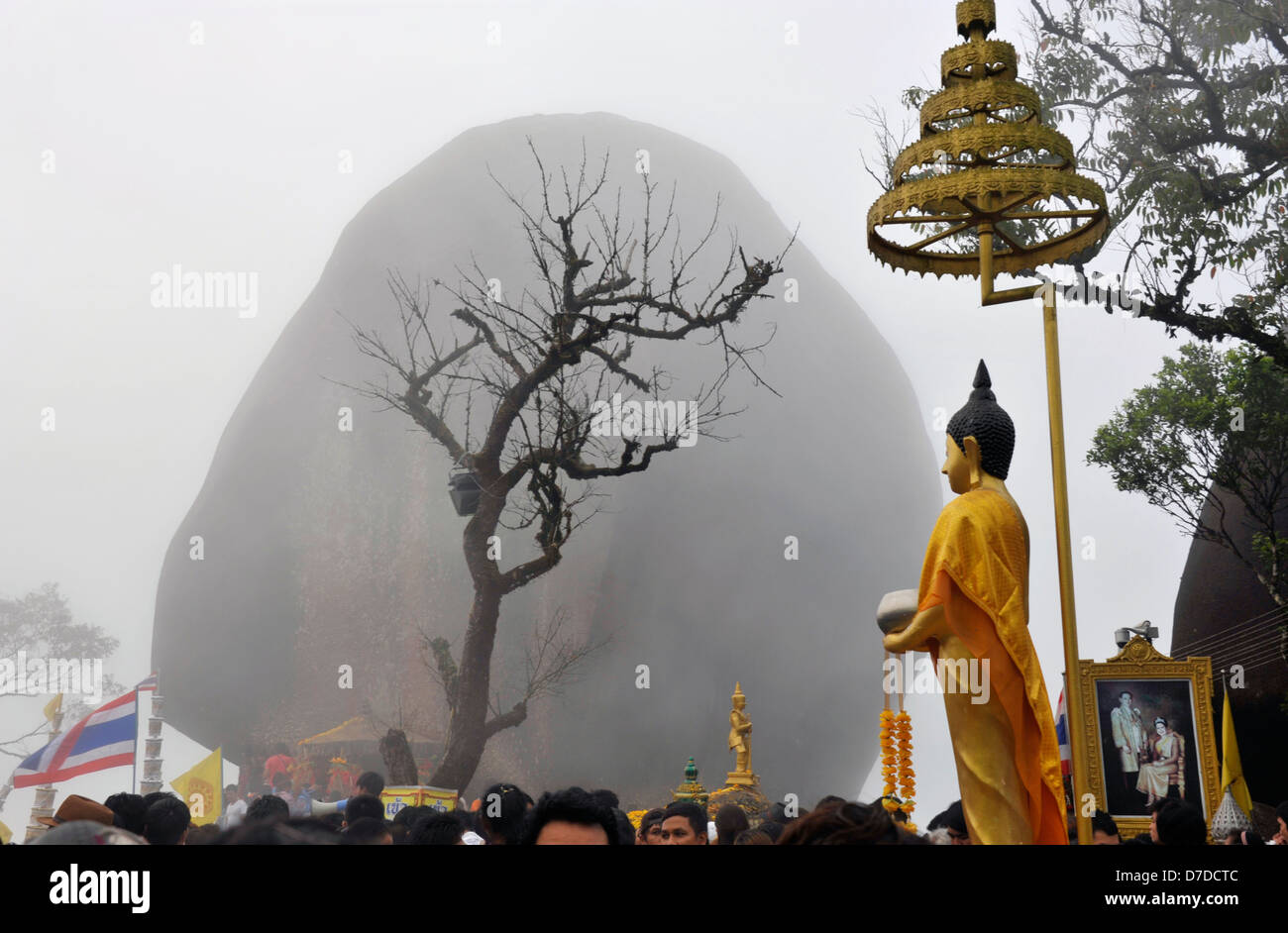 Kao Khitchakut, mountain temple, Chanthaburi, Thailand. Pilgrims walk ...