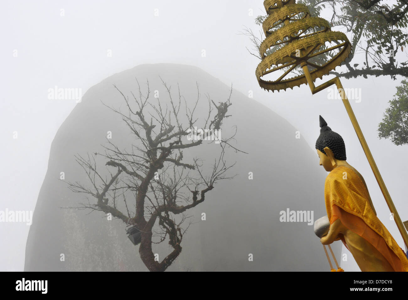 Kao Khitchakut, mountain temple, Chanthaburi, Thailand. Pilgrims walk ...