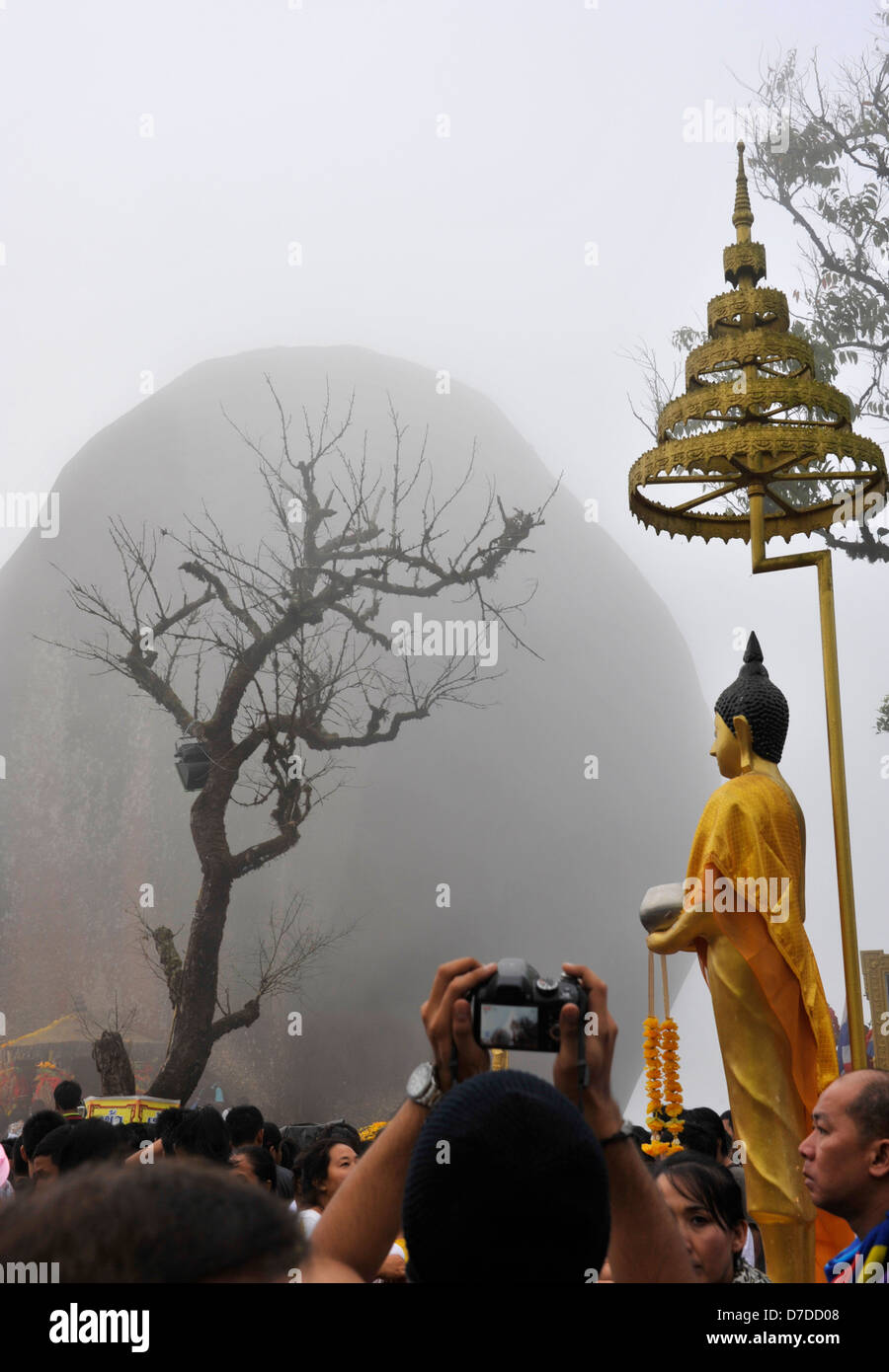 Kao Khitchakut, mountain temple, Chanthaburi, Thailand. Pilgrims walk ...