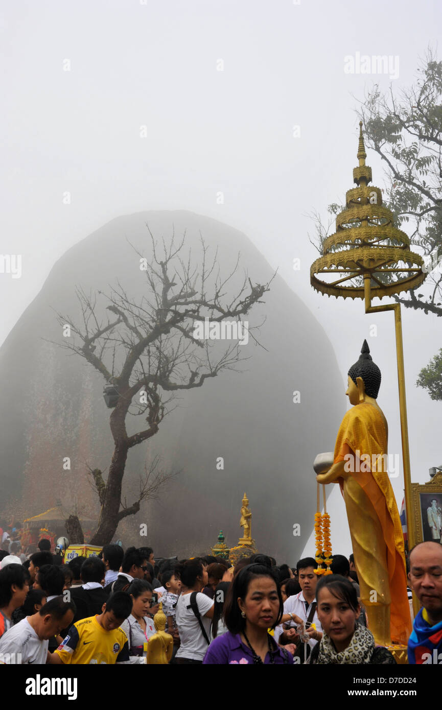 Kao Khitchakut, mountain temple, Chanthaburi, Thailand. Pilgrims walk ...