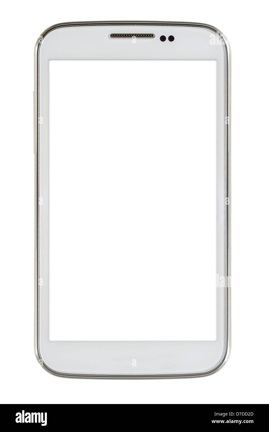 White smart phone on white background Stock Photo - Alamy