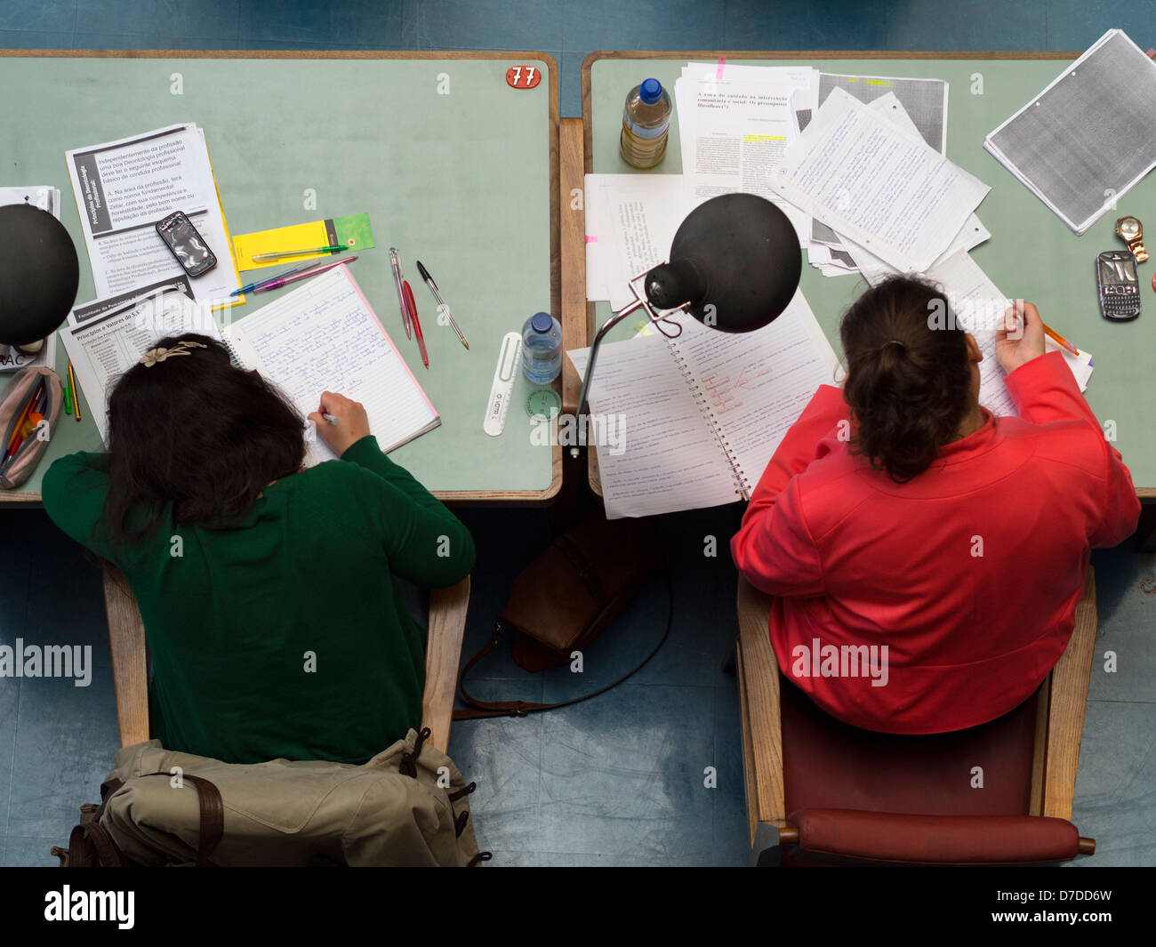 Overhead view of students studying Stock Photo - Alamy