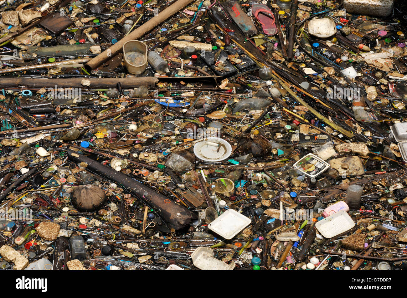 Floating rubbish and general detritus in a Bangkok canal Stock Photo ...