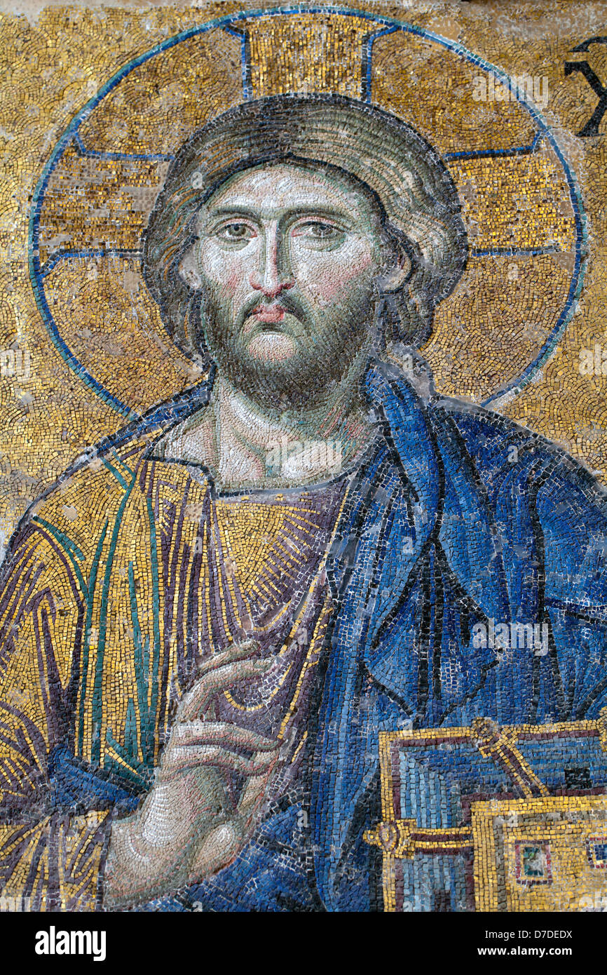 Christ, The Deesis Mosaic (12th centry) in The Hagia Sophia church ...