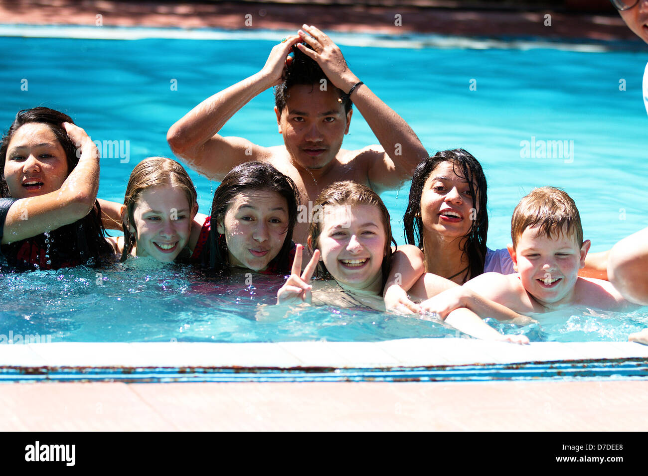 Fun at the pool Stock Photo - Alamy