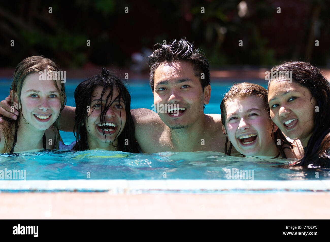 Fun at the pool Stock Photo - Alamy