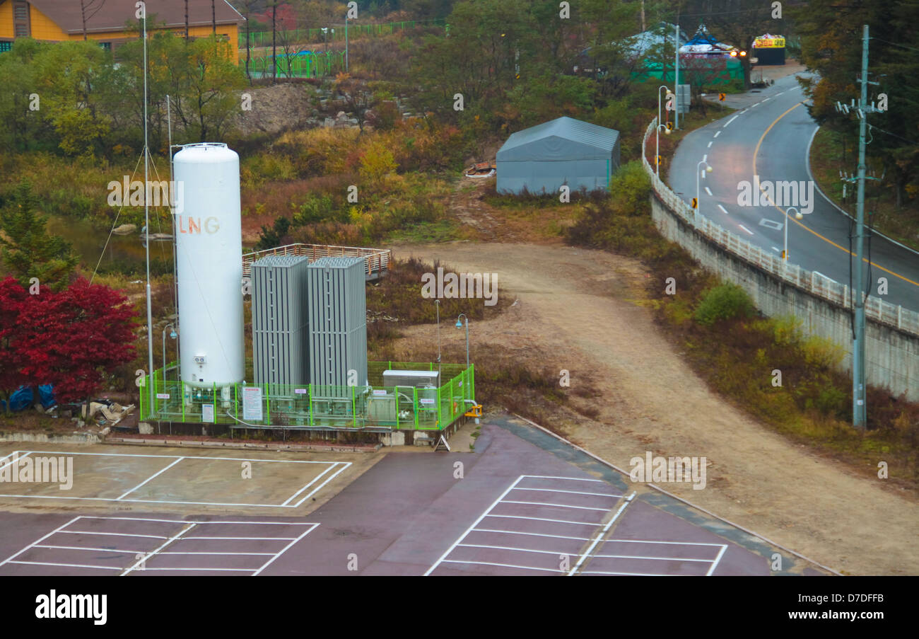 Outdoor LPG gas tank Stock Photo - Alamy