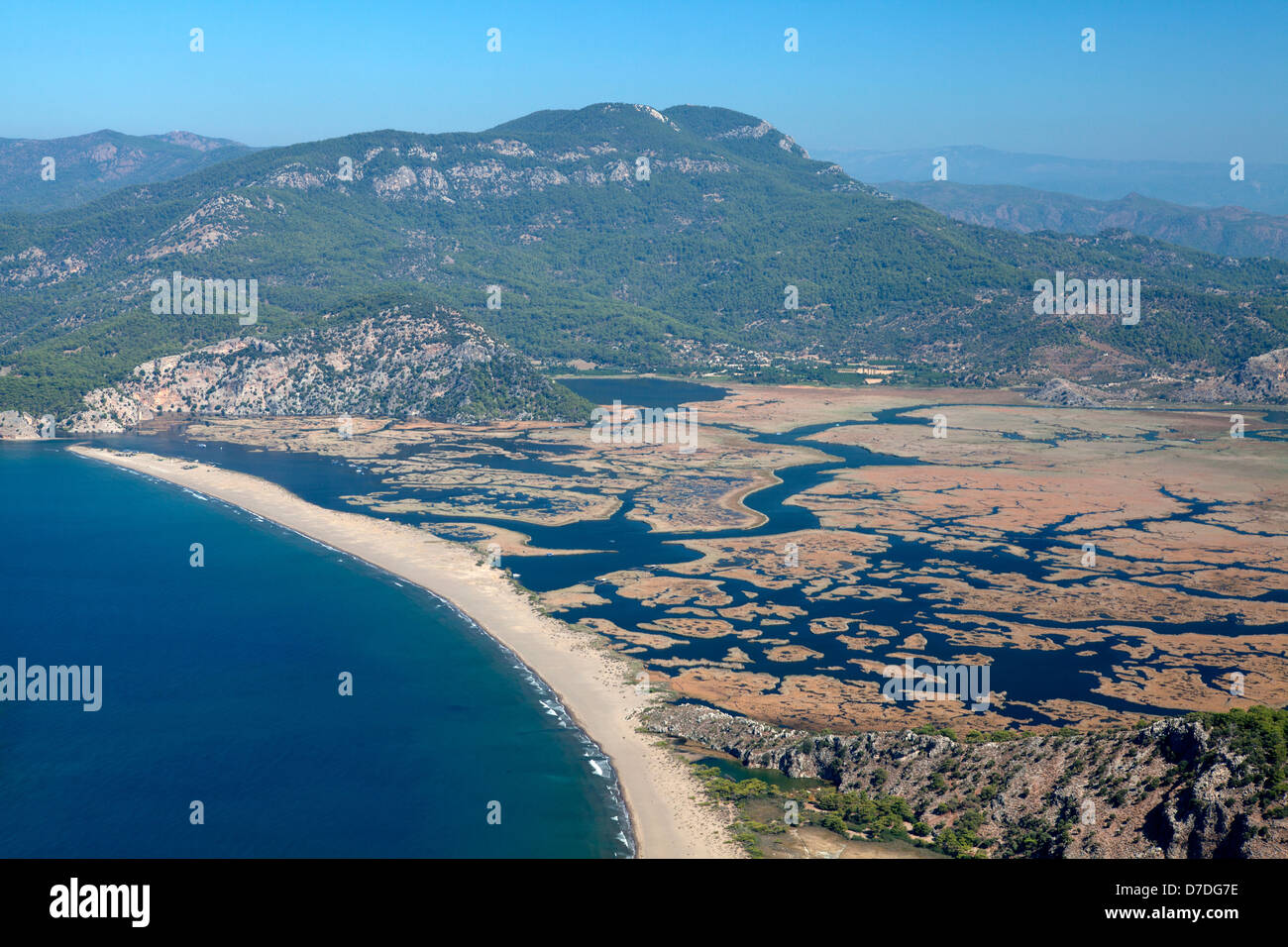 Iztuzu beach and the delta of Dalyan river, Dalyan, Mugla, Turkey Stock ...