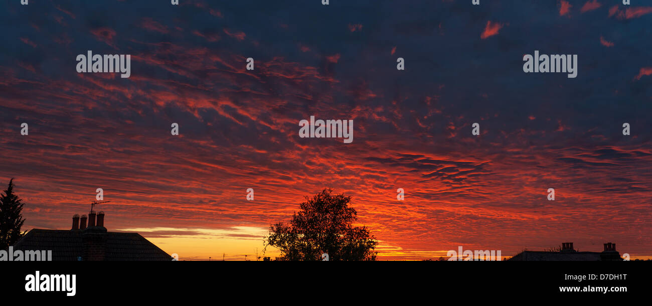 London, UK. 4th May 2013. Panoramic view over the rooftops of suburban ...