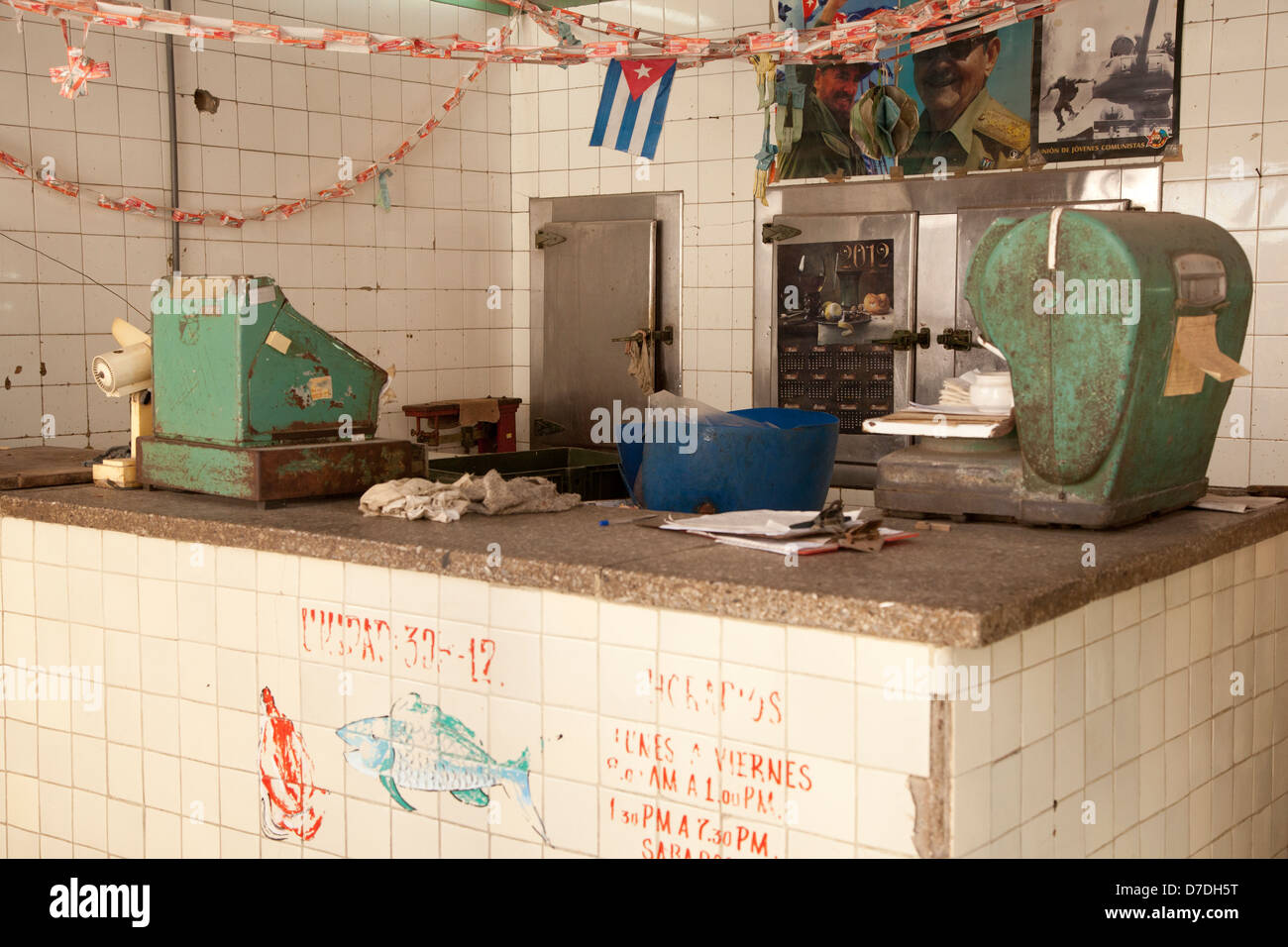 Fish and meat store in Havana Stock Photo - Alamy