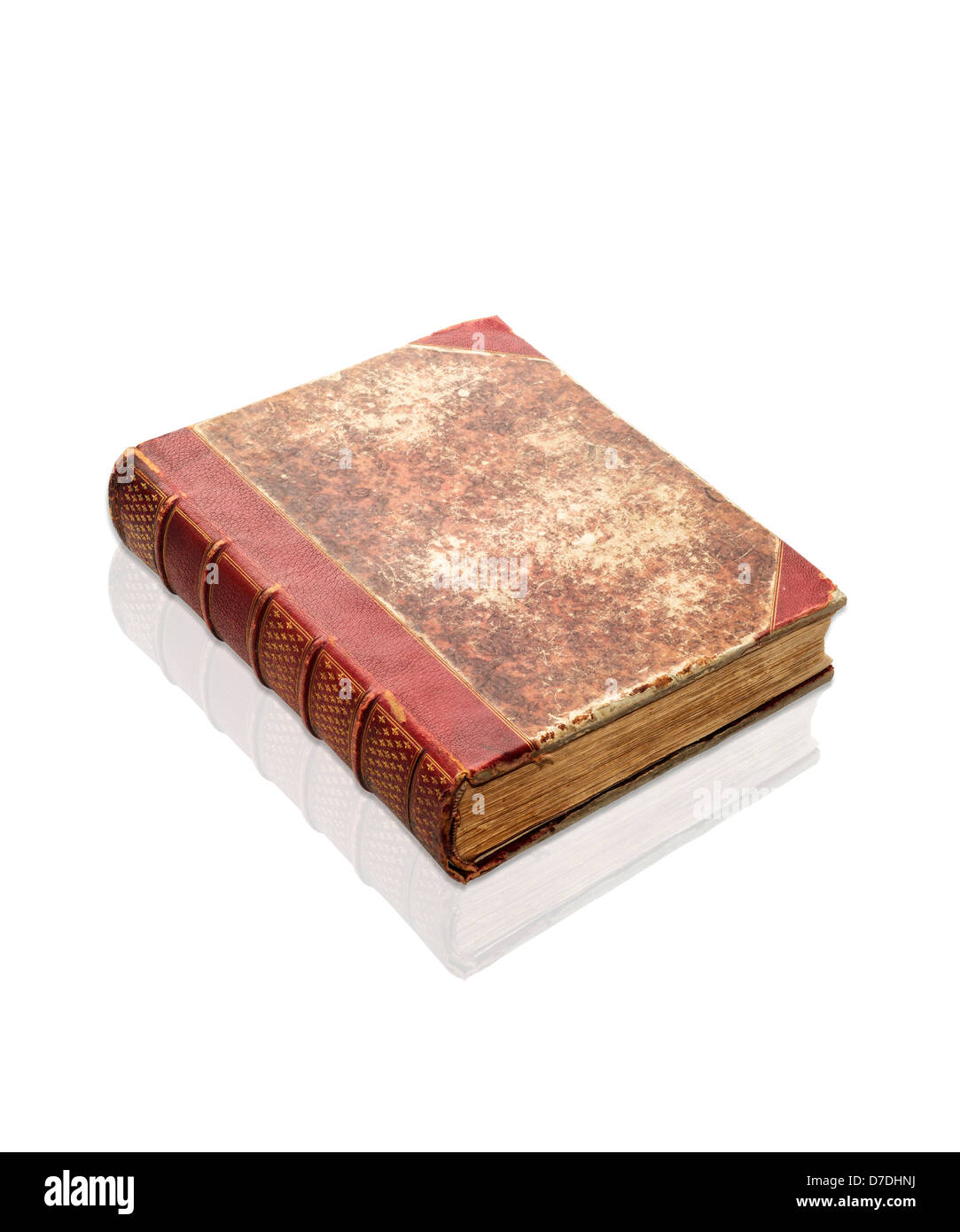 Old decrepit XIXth century book isolated on white, clipping path Stock ...