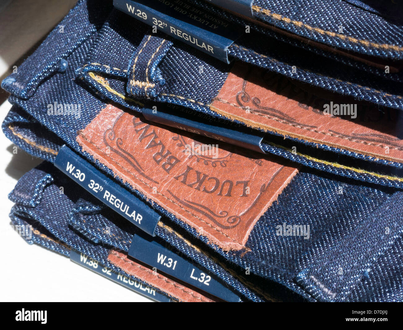 Stack of Denim Jeans, Retail Store, USA Stock Photo - Alamy