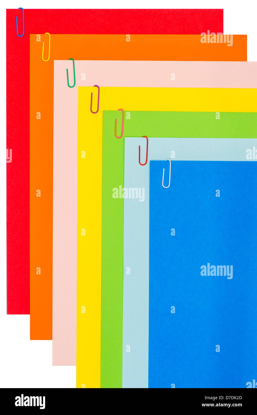Rainbow Stationery With Paper-Clips 03 Stock Photo - Alamy
