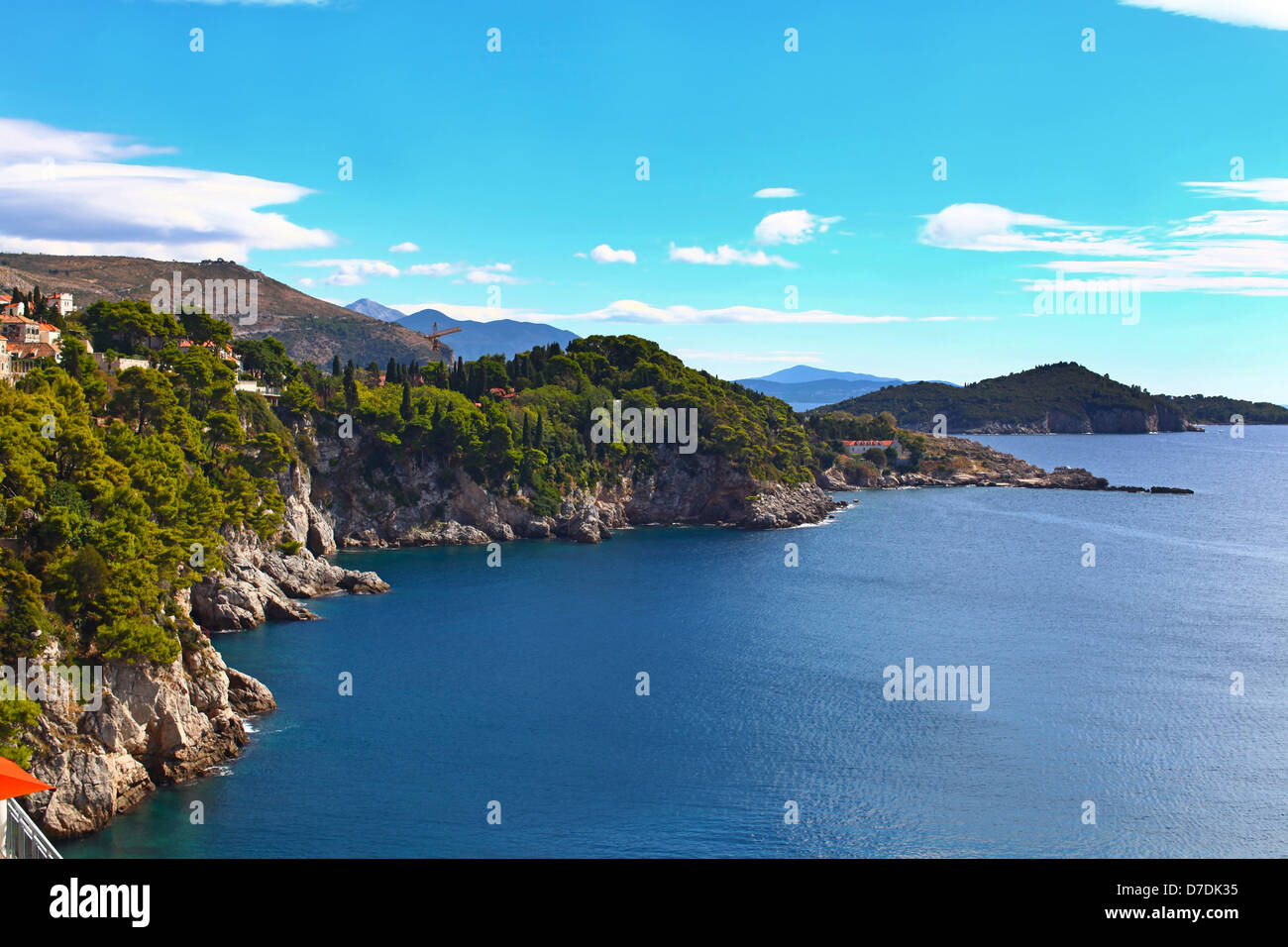 Beautiful scenic view of Adriatic sea near Dubrovnik in Croatia Stock ...