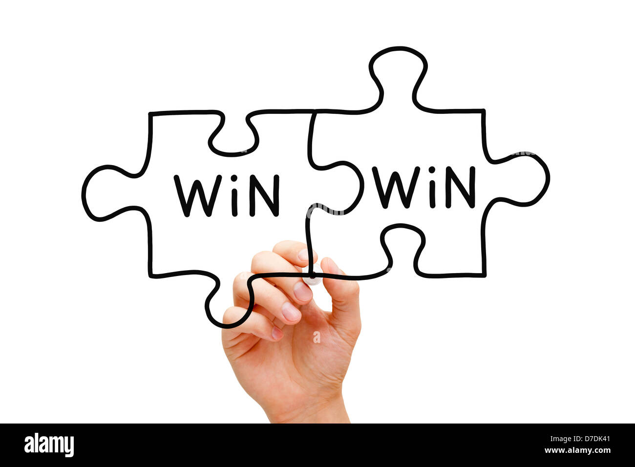 Hand drawing Win Win Puzzle Concept with black marker on transparent ...