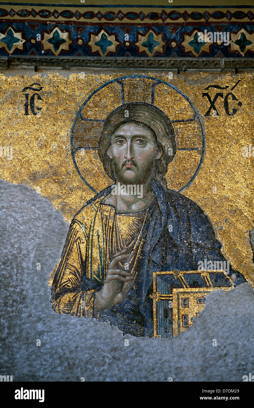 Christ, The Deesis Mosaic (12th centry) in The Hagia Sophia church ...