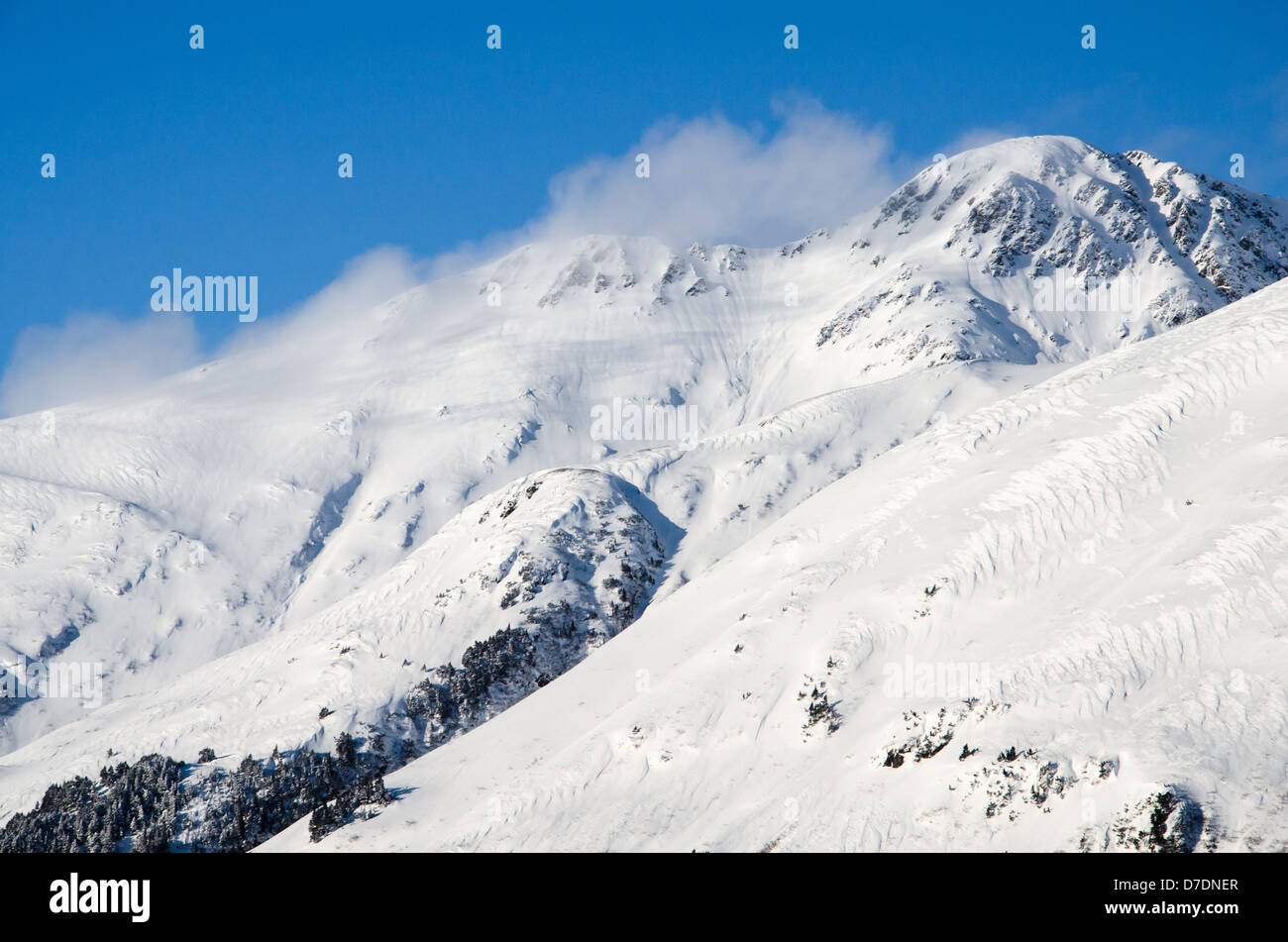 Snow blowing off mountain peak near Anchorage, Alaska Stock Photo - Alamy
