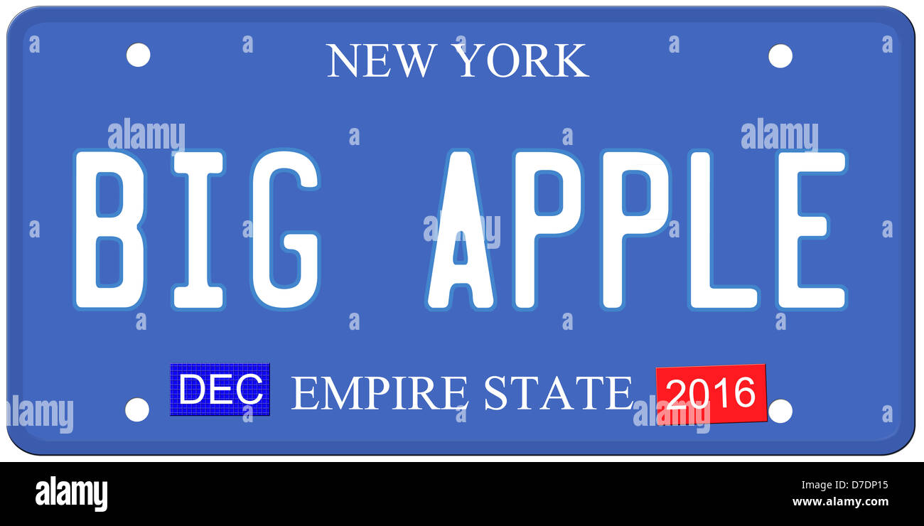 An imitation New York license plate with December 2016 stickers and BIG ...