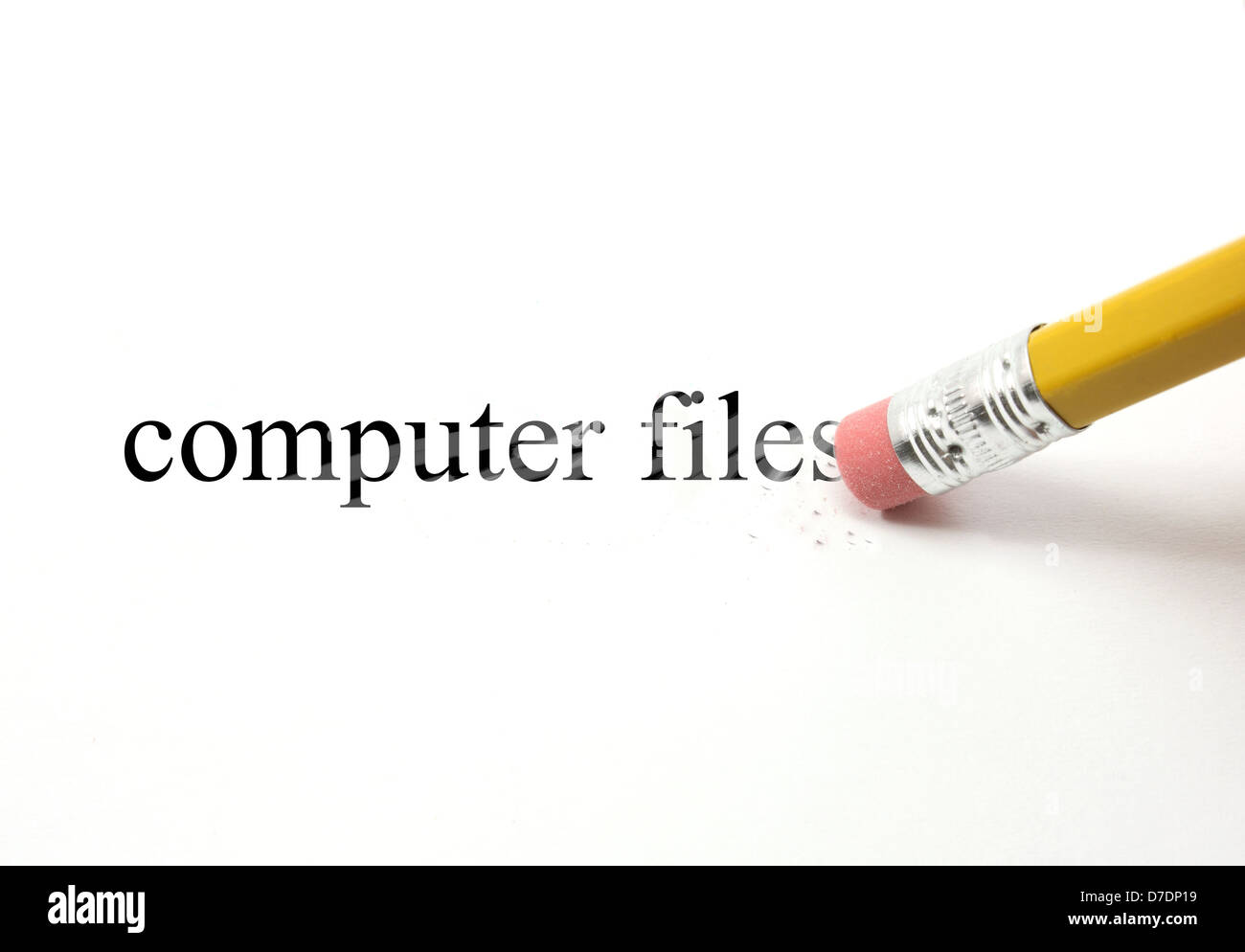 The words computer files written on white with the end of a pencil ...
