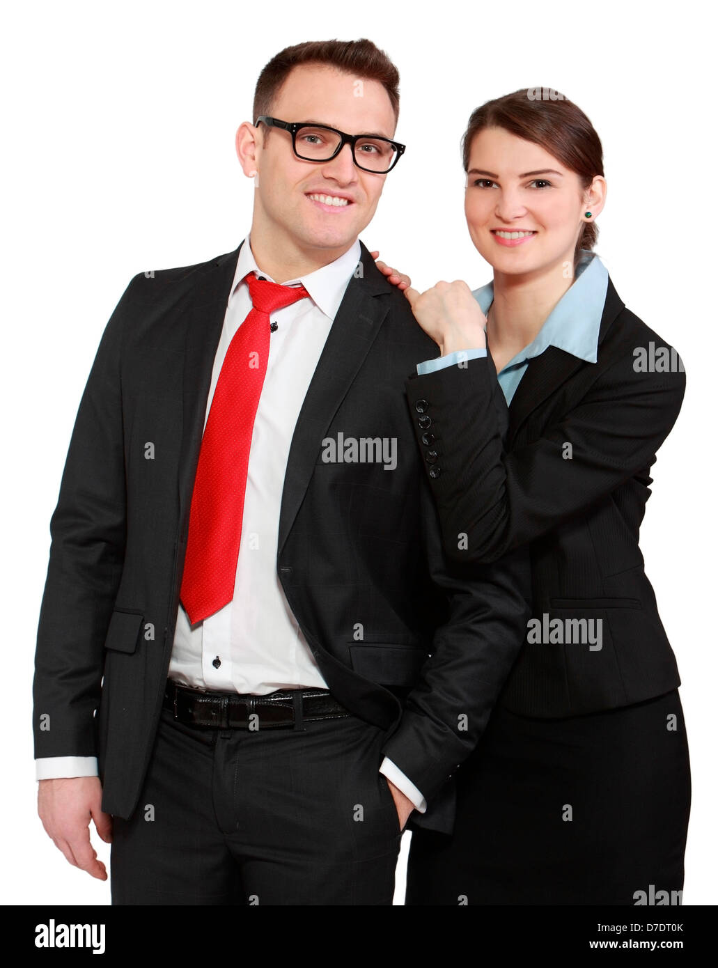 Young business couple isolated against a white background Stock Photo ...
