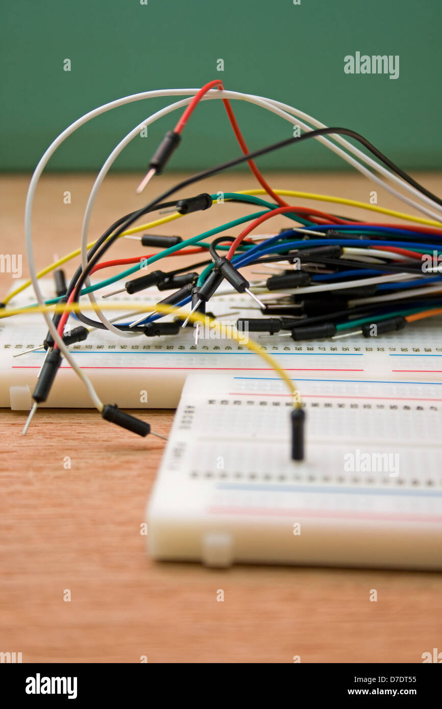 Bundle of jumper wires with prototyping boards Stock Photo - Alamy