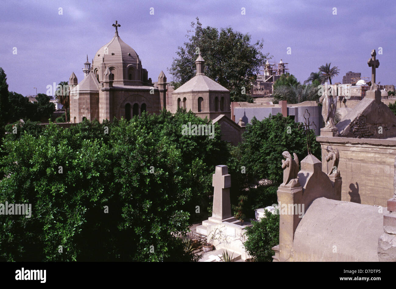 Carved tombstones and mausoleums at the old Coptic cemetery in the ...