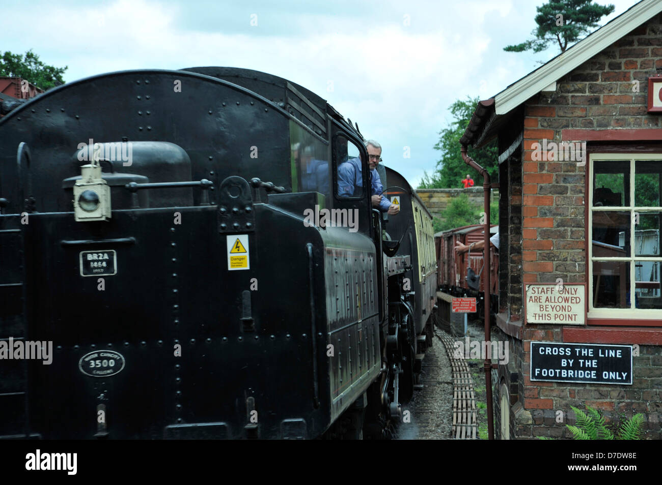 steam train,Goathland railway station,driver,signal box,engine,lamp ...