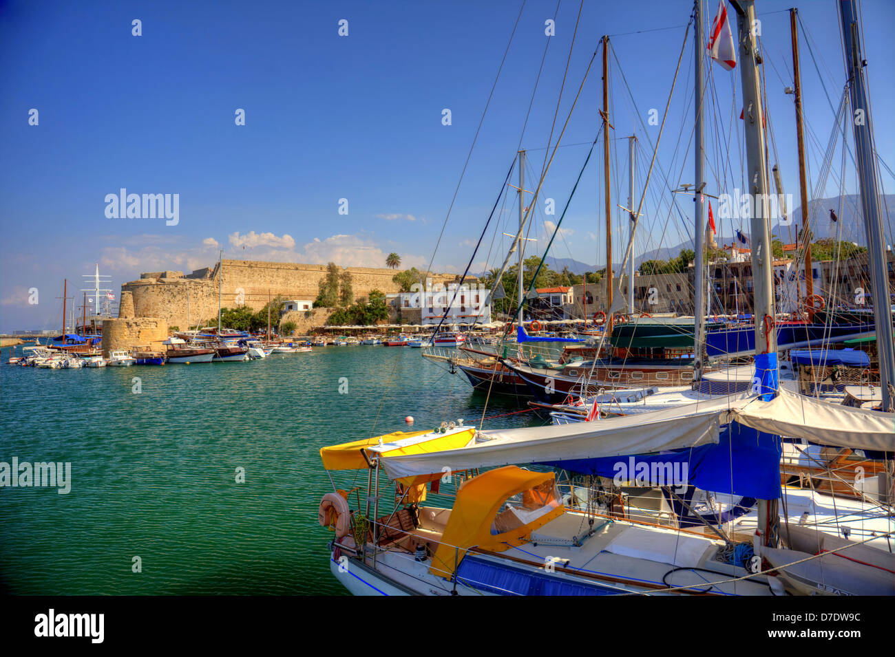 Medieval castle and old harbour in Kyrenia, Cyprus Stock Photo - Alamy