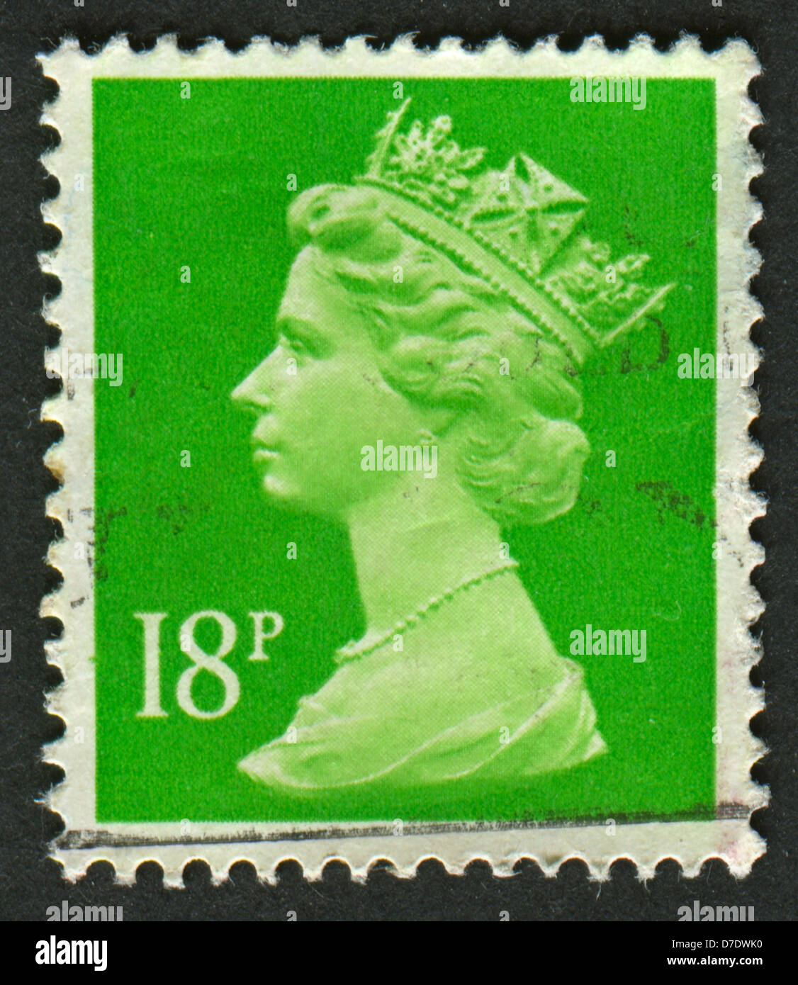 A stamp printed in UK shows image of Elizabeth II is the constitutional ...