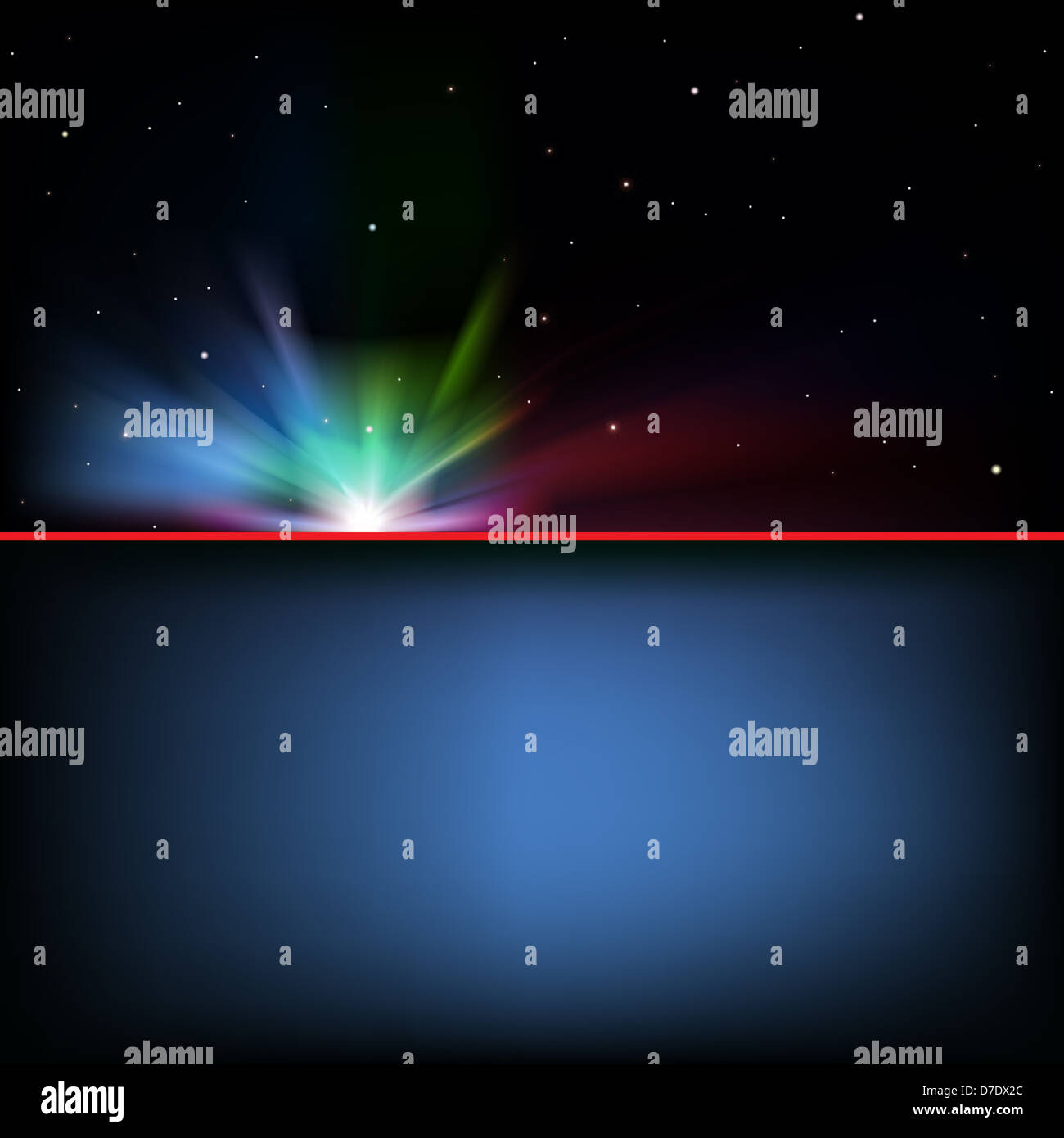 abstract blue background with sunrise and stars Stock Photo - Alamy