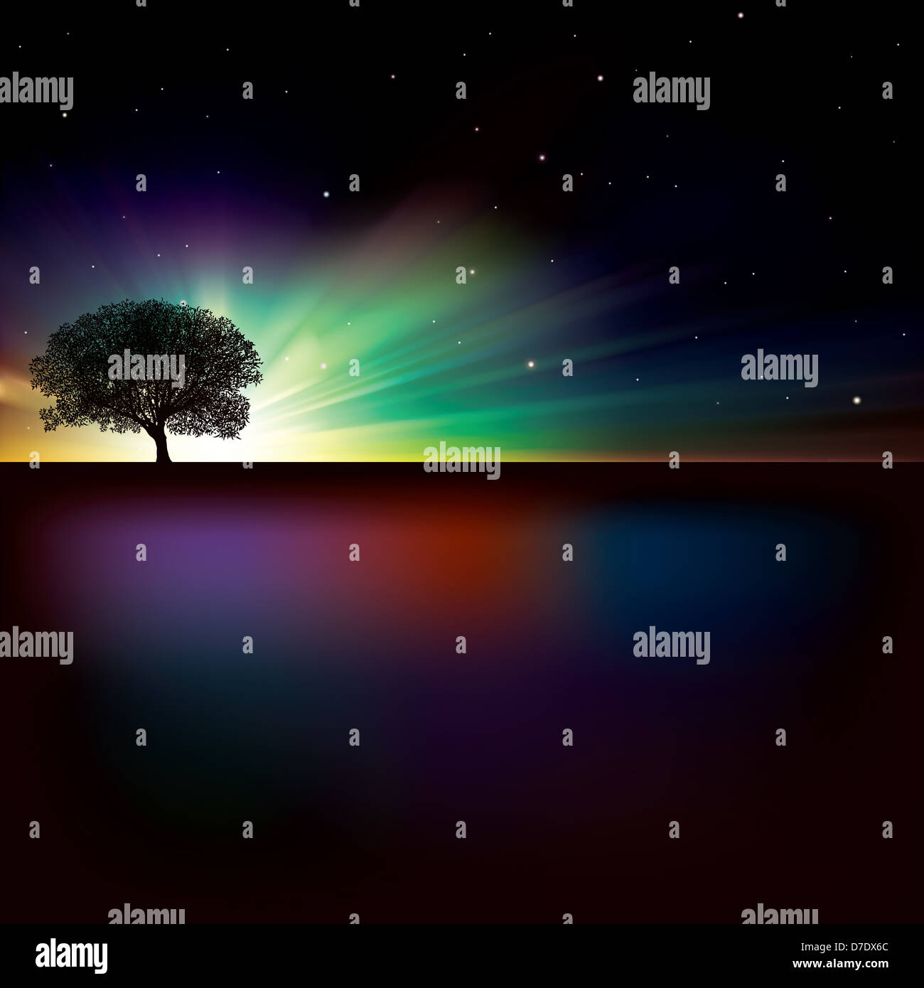 abstract nature background with sunrise and tree Stock Photo - Alamy