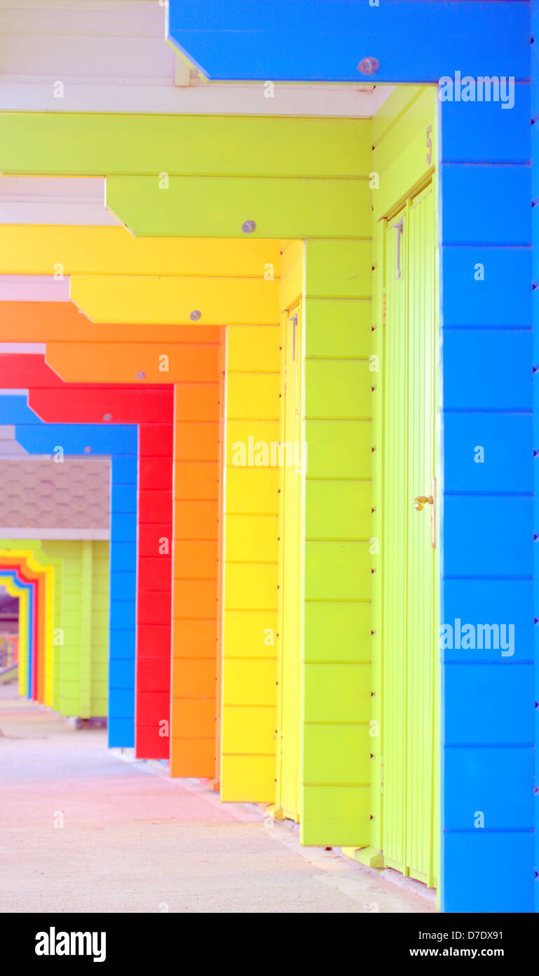 Colourful graphic pattern of beach huts Stock Photo - Alamy