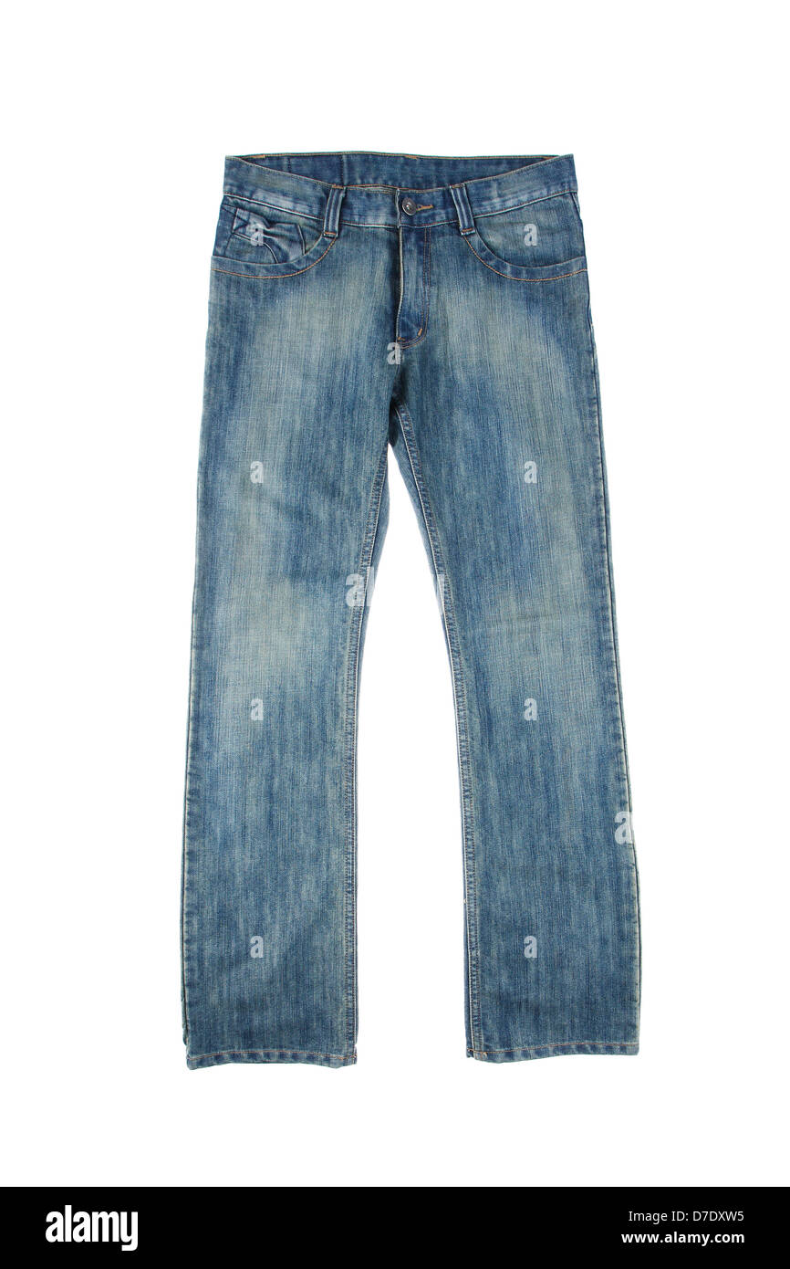 Blue jeans isolated on white background Stock Photo - Alamy