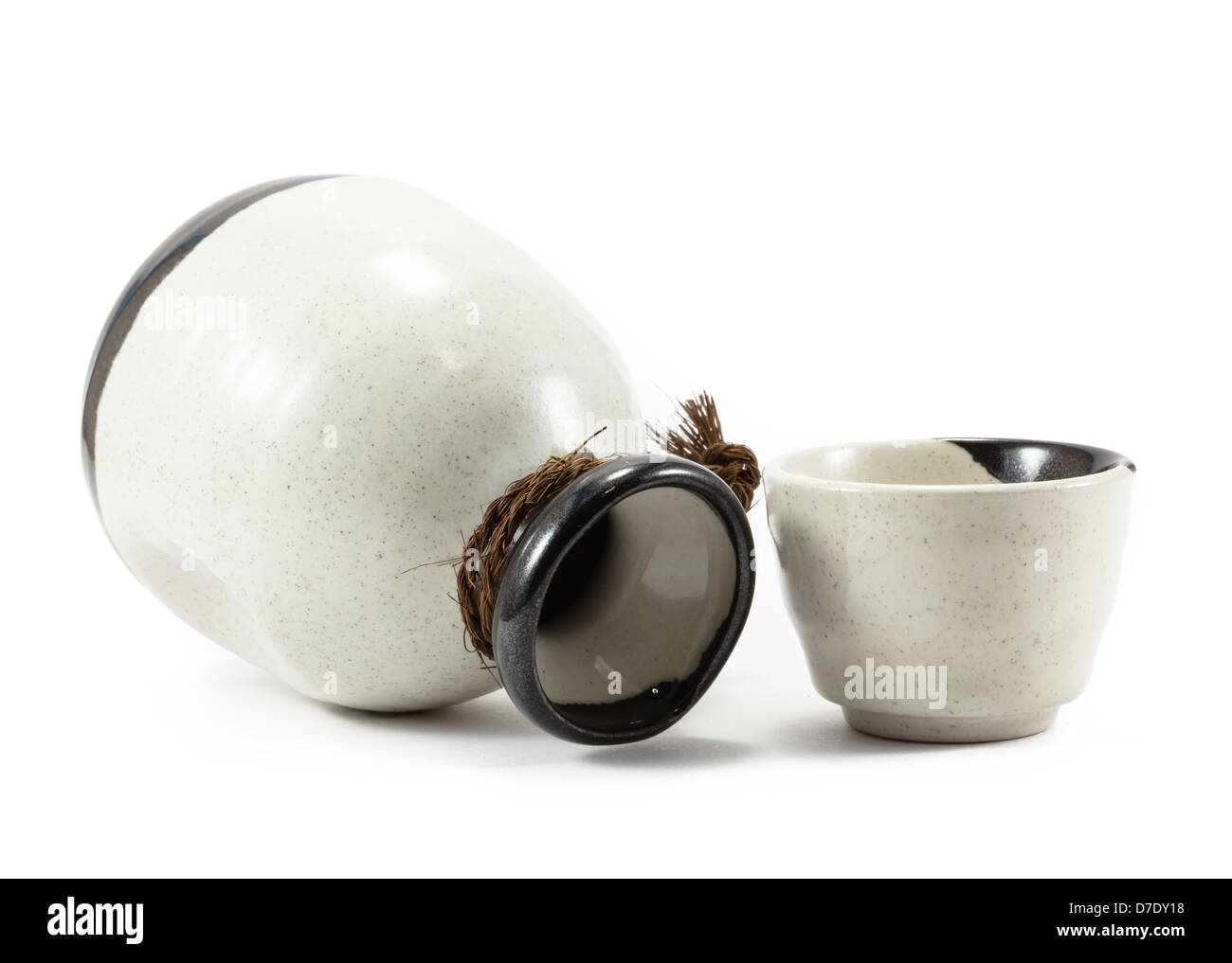 Chinese style empty ceramic jug and cup isolated on white background ...