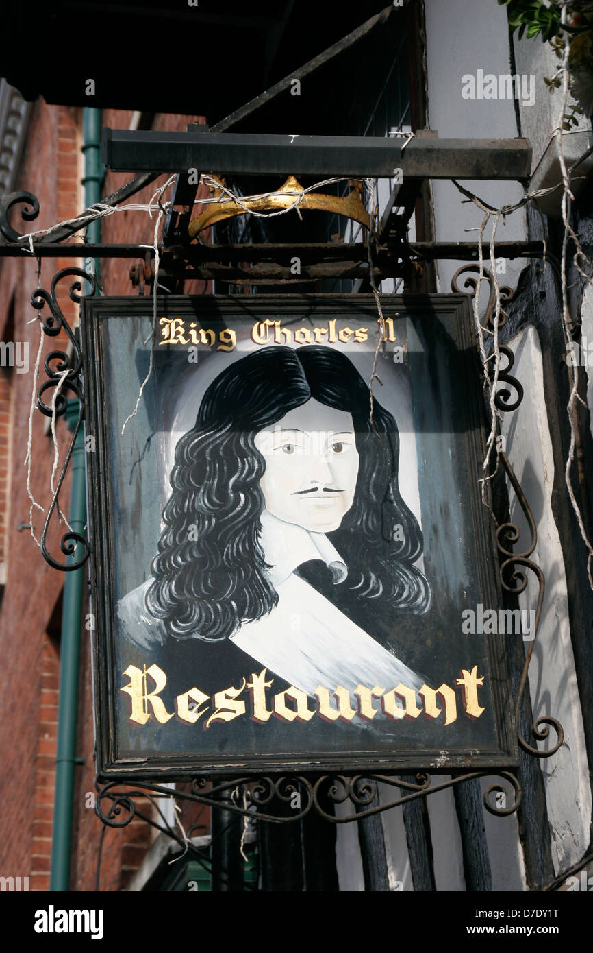 King Charles House restaurant sign Worcester Worcestershire England UK ...