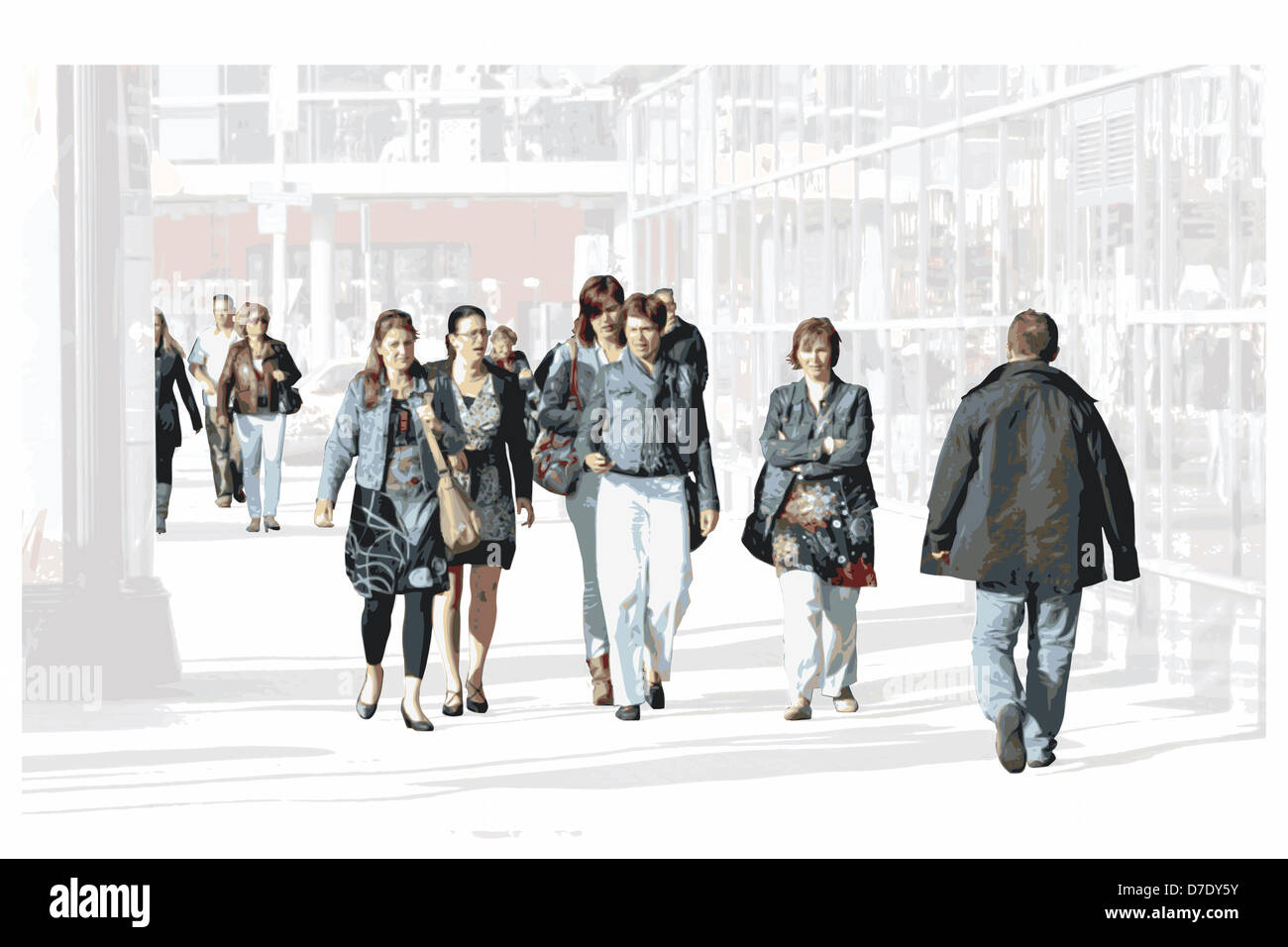 Walking mall scene Cut Out Stock Images & Pictures - Alamy