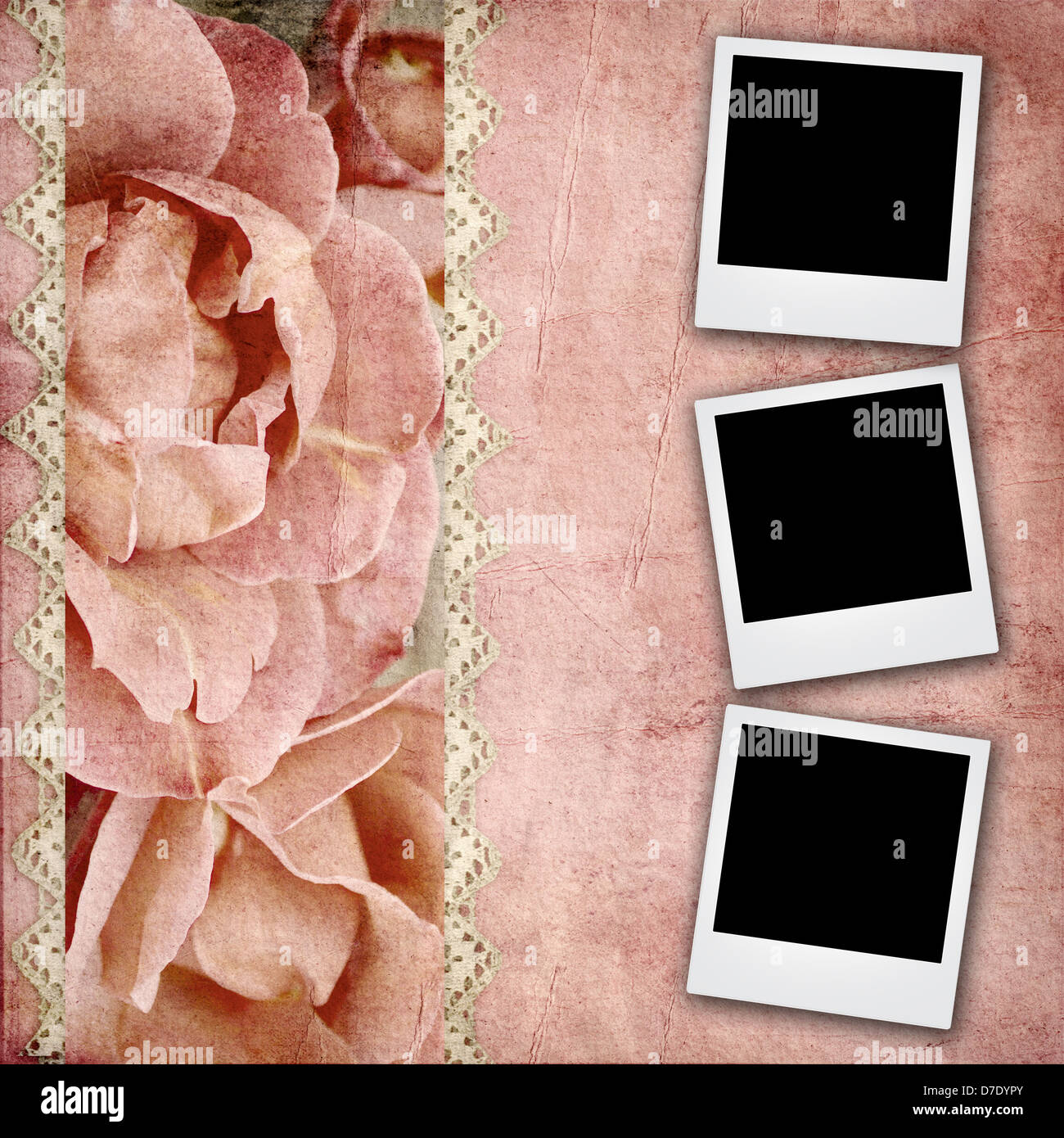 beautiful wedding background with horizontal roses banner and lace ...