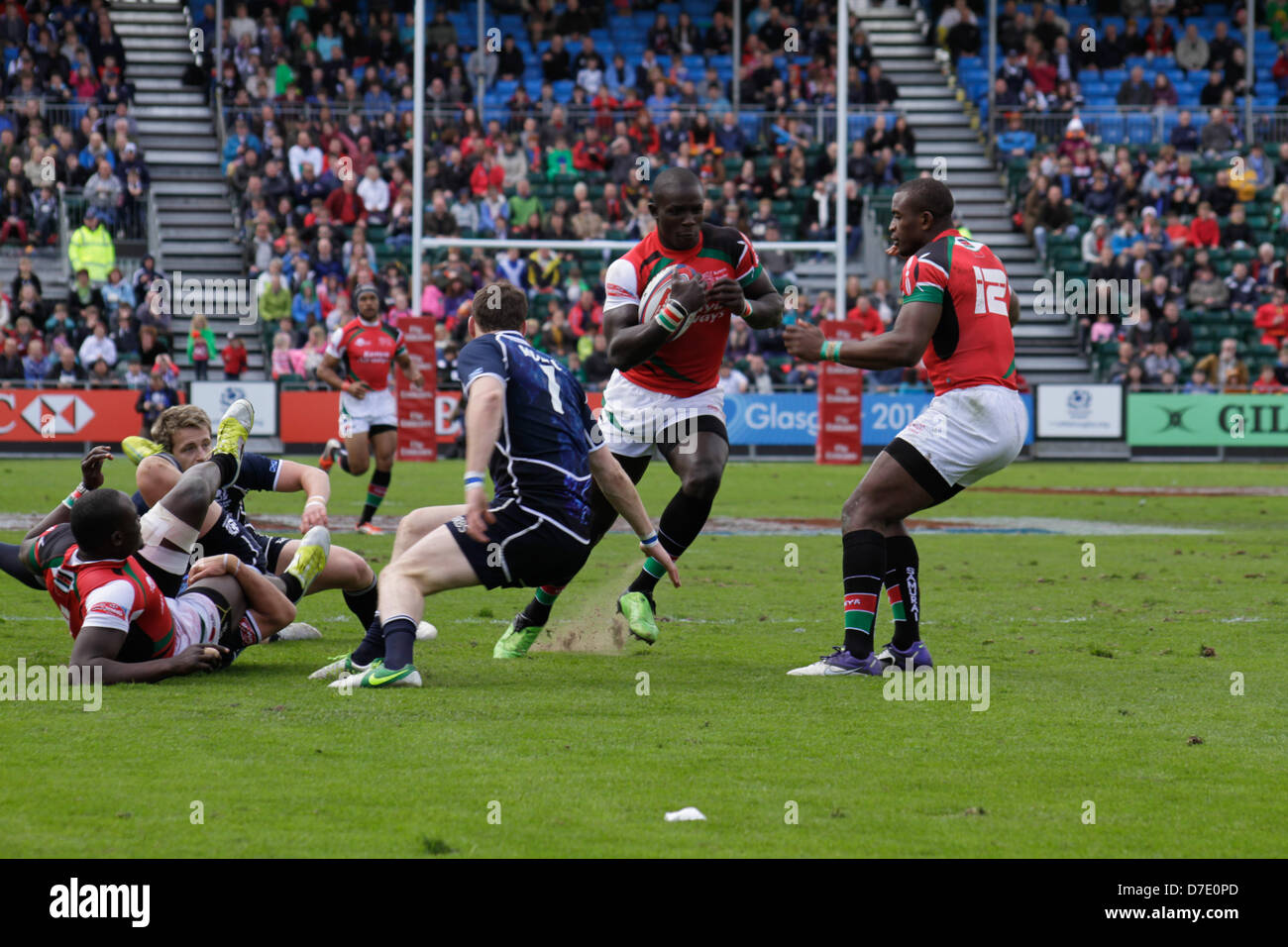 Andrew Amonde with the ball on day two of the Emirates Airline Glasgow ...