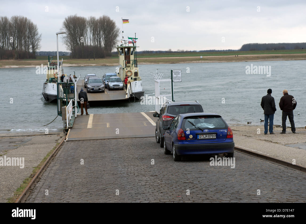 Car ferry crossing the river Rhine, Hitdorf, Germany Stock Photo - Alamy