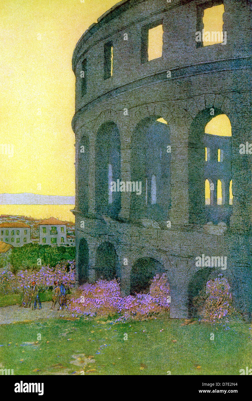 The Roman amphitheater at Pola (Pula) has columns that represent all ...