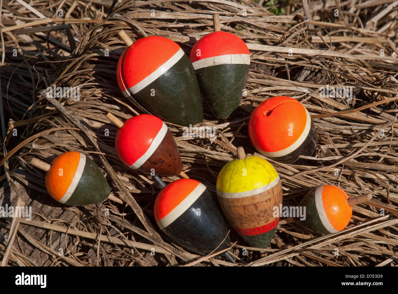 A selection of vintage freshwater pike fishing floats Stock Photo - Alamy