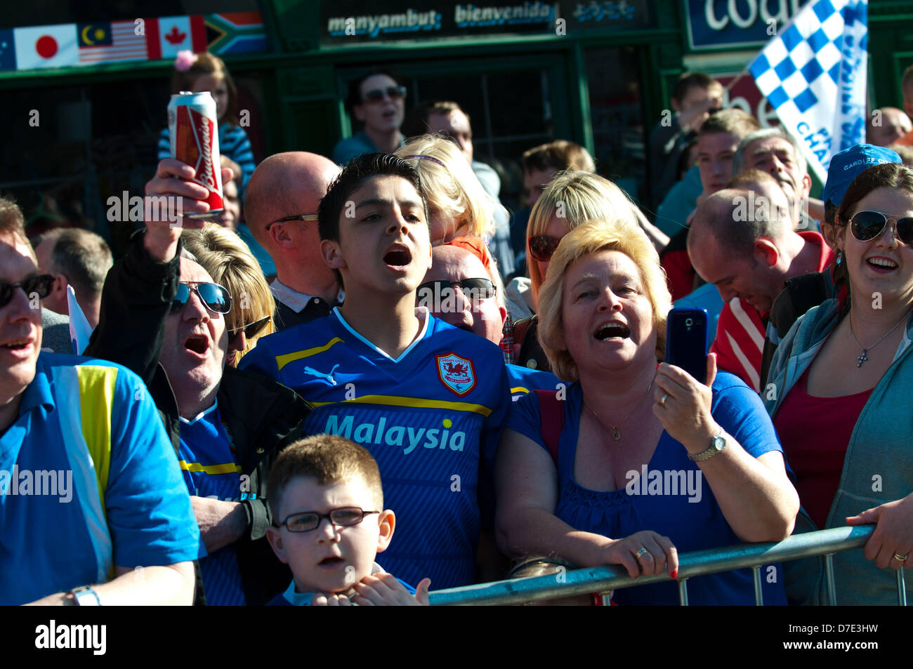Cardiff, UK. Sunday 05 May 2013 Pictured: Cardiff fans cheering. Re ...