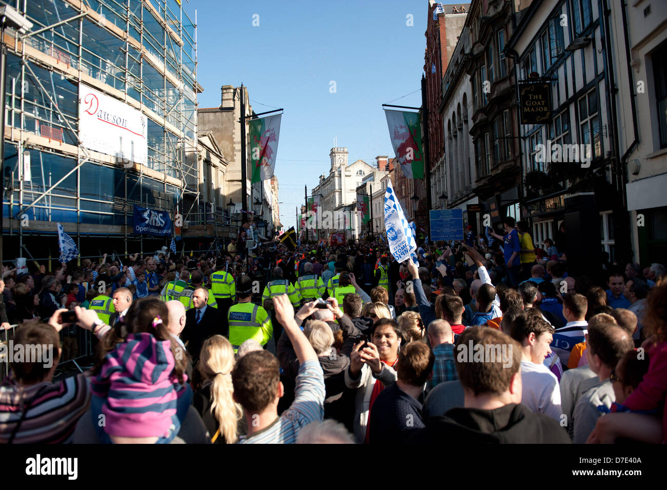 Cardiff, UK. Sunday 05 May 2013 Pictured: Cardiff fans cheering. Re ...